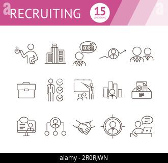 Recruiting thin line icon set, employment symbols collection, vector ...