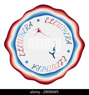 Eleuthera Badge. Round logo of island with triangular mesh map and ...