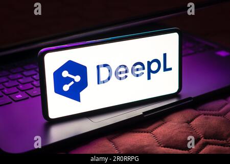 In this photo illustration, the DeepL logo is displayed on a smartphone ...