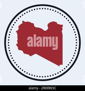 Libya seal. Country round logo with shape of Libya and country name in ...