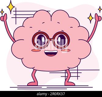 Isolated cute happy brain cartoon character Vector Stock Vector Image ...