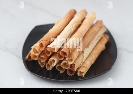 egg roll or Semprong is very good to serve as one of snacks that ...