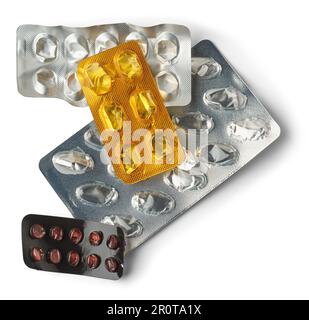 used empty plastic medicine packaging, empty damaged blister packaging ...