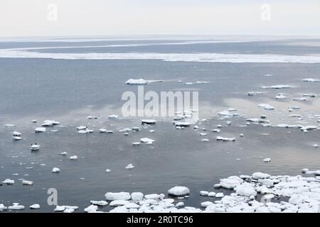 Drift ice on the Sea of Okhotsk near Abashiri, Hokkaido, Japan Stock ...