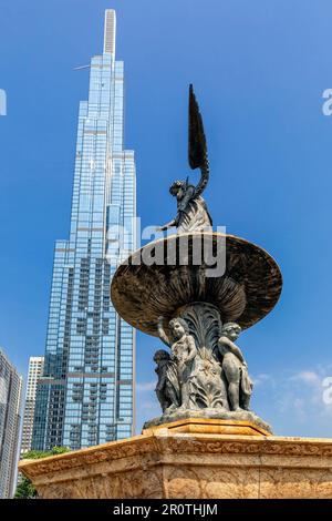 view of blue sky at Landmark 81 is a super tall skyscraper in center Ho ...