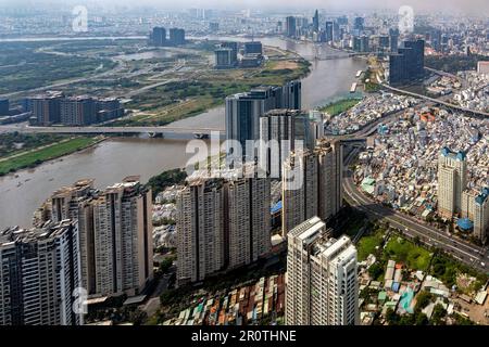 Aerial view from Landmark 81 observation deck, Ho Chi Minh City ...