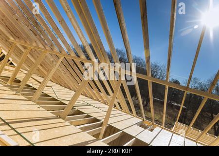 Currently, joist framework for house is being installed, along with gutter holders soffit fascia ...
