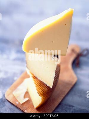 Assortment of Spanish hard cheeses, cow and sheep curado, manchego ...