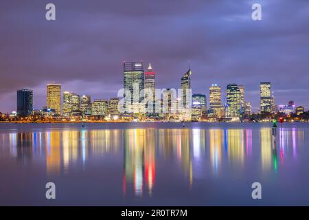 Perth downtown city skyline cityscape of Australia at sunset Stock ...