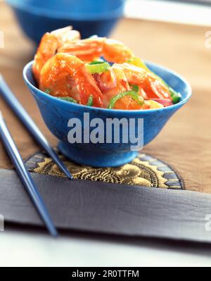 Crab sticks with sweet bell peppers and fresh Celery vegetable on plate ...