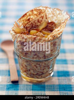 Crepe rolls filled with jam Stock Photo - Alamy