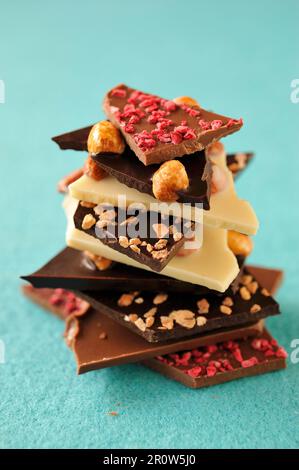 Different flavored pieces of chocolate Stock Photo - Alamy