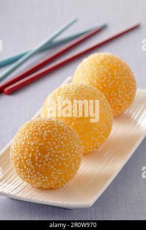 Three sesame balls Stock Photo - Alamy