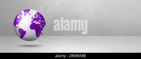 World globe, purple earth map, floating over a white background. 3D ...