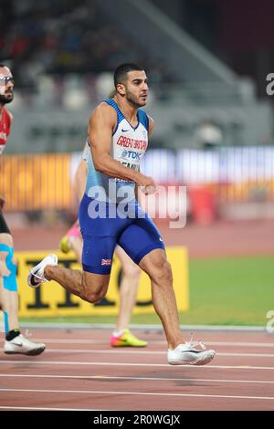 Adam Gemili running the 200m at the 2019 World Athletics Championships ...