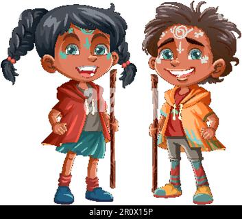Boy wearing native American outfit illustration Stock Vector Image ...