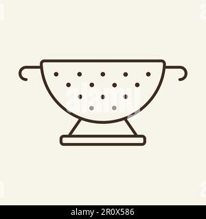 Colander linear icon. Thin line illustration. Strainer contour symbol ...