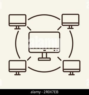 Network diagram linear icon. Cluster diagram. Network graphical chart ...