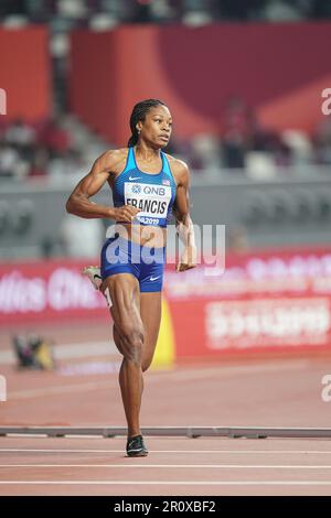 Phyllis FRANCIS running the 400m at the 2019 World Athletics ...