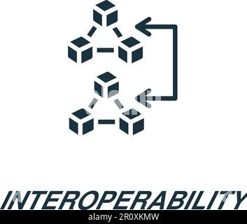 Interoperability icon. Monochrome simple sign from blockchain ...