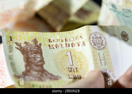 Picture of a banknote of 1 moldovan lei. The leu is the currency of ...