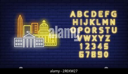 Washington DC buildings neon sign Stock Vector Image & Art - Alamy