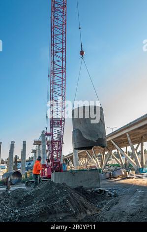 Yellow machinery for drilling holes during blasthole drilling ...