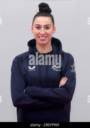 Bianca Cook poses for photographers during a media day at the National ...