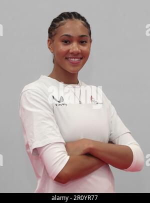 Aaliyah Powell during a media day at the Ten Acres Sports Complex ...