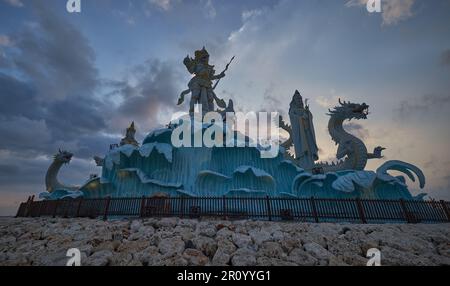 statue of Varuna (The God of Sky, Water and Ocean) in Pantai Jerman ...