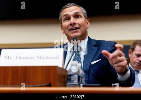 Keefe, Bruyette & Woods President and CEO Thomas Michaud pauses while ...