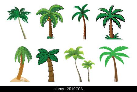 various detailed colorful cartoon trees set collection vector image ...