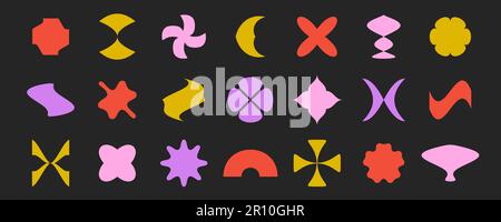 Abstract stars, flowers, waves, crosses shapes collection. Primitive ...