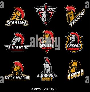 Warrior mascot icons of Spartan and Gladiator soldiers, warrior knight ...