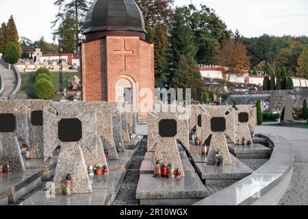 Many granite tombstones on cemetery. Funeral ceremony Stock Photo - Alamy