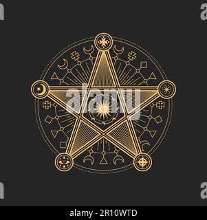 Esoteric and occult pentagram, mason or tarot symbol. Vector sacred ...