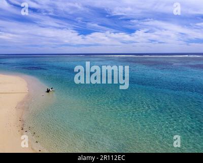 Aerial view of beach at South Lefroy Bay, Ningaloo Reef National Park ...