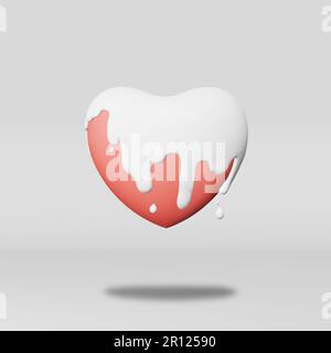 Heart with white paint splash melting glaze podium stage 3d rendering ...