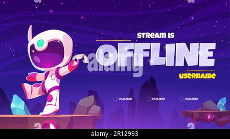 Offline banner blue stream template design. Game broadcast media ...