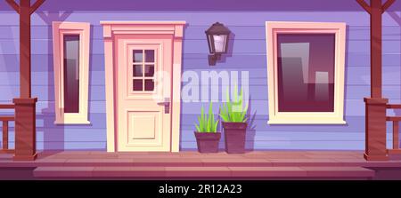 House doorstep. Wooden door and stairs cartoon icon Stock Vector Image ...