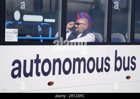 The UK’s first autonomous bus service, AB1 crossing the Forth Road ...