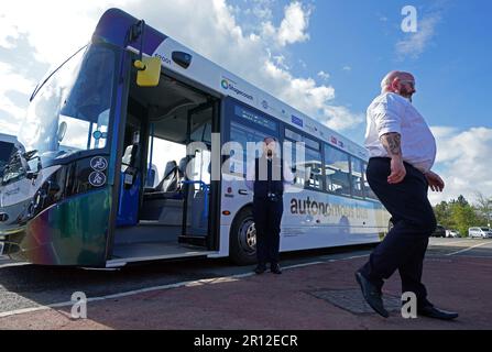 The UK’s first autonomous bus service, AB1 crossing the Forth Road ...