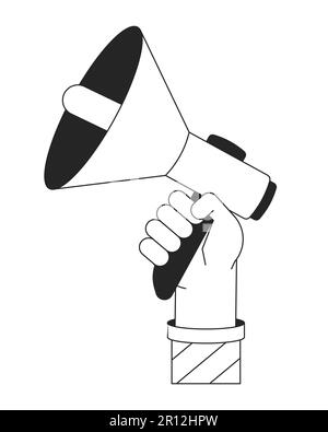 closeup hand holding megaphone illustration vector hand drawn isolated ...