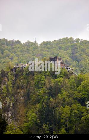 landscape with the medieval fortress Poienari Famous fortress of ...