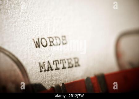 Words matter text written with a typewriter Stock Photo - Alamy
