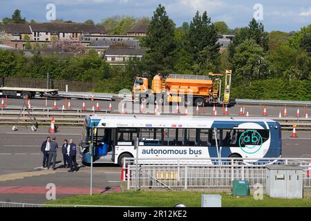 The UK’s first autonomous bus service, AB1 crossing the Forth Road ...