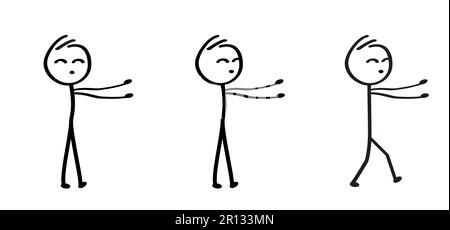 Sleepwalking or sleep walking. Cartoon clock sleep time. Face eye ...