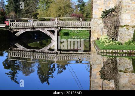Drawbridge over the moat at Hever Castle, the childhood home of Anne ...