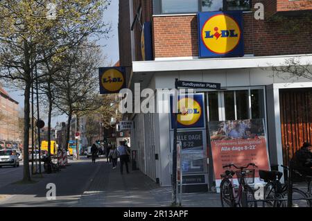 Copenhagen /Denmark/11 May 2023/ Deutsche Lidl gorcery store on amager ...