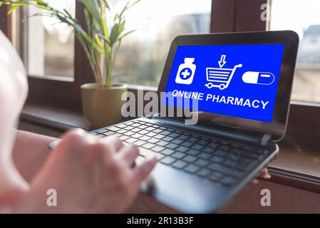 Laptop screen displaying an online pharmacy concept Stock Photo - Alamy